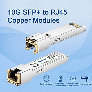 [2 Pack] 1.25/2.5/5/10G SFP+ to RJ45 Transceiver, Copper SFP+ Module, Cat.6a/7, up to 30m, for Cisco SFP-10G-T-S, MikroTik S+RJ10, Ubiquiti UF-RJ45-10G, Netgear AXM765, Netgear, TP-Link, Fortinet