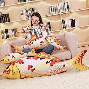OUKEYI Soft Fish Cushion Pillow，35inch/ 90cm Carp Plush Pillow Stuffed Toy Throw Pillow for Home Decoration Gift Stuffed Animal Toy