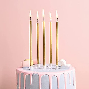 PHD CAKE 24-Count Gold Long Thin Metallic Birthday Candles, Cake Candles, Birthday Parties, Wedding Decorations, Party Candles