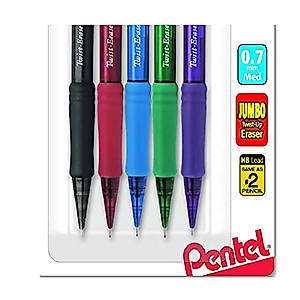 Twist-Erase EXPRESS Mechanical Pencil (0.7mm) Assorted Barrel Colors, 5-Pk
