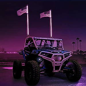 Atfoyer 2PCS 4FT Whip Lights, LED Light Whip for UTV ATV, APP and Remote Control, 366 Modes, Spiral RGB Chasing Light, Lighted Antenna Whip for Off-Road Truck Sand Buggy 4 Wheeler RZR Can-Am Polari