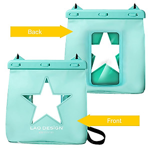LAQ DESiGN STAYDRY Double Sided Perspective Waterproof Dry Bag with Adjustable strap for Swimming, Boating, Traveling, Snorkeling, Kayaking, Fishing, Diving, Hiking, Camping-Star (Green)