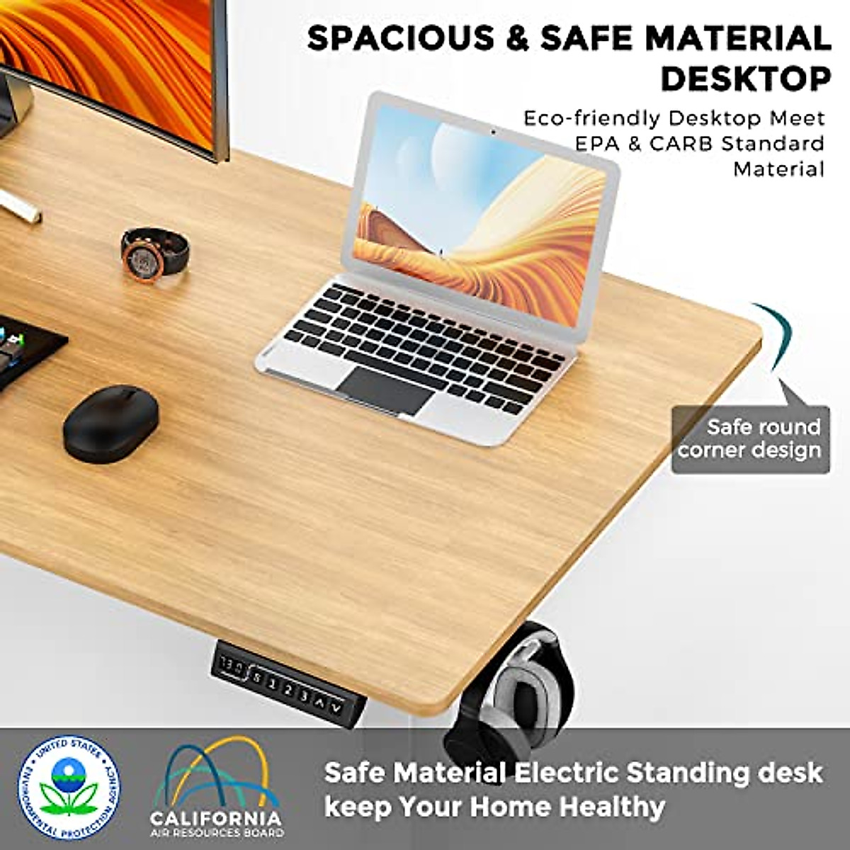SMUG Height Adjustable Electric Standing Desk, 48 x 24 Inches Sit Stand up Desk Home Office Computer Desk, Ergonomic Desk with Memory Controller Standing Table Natural