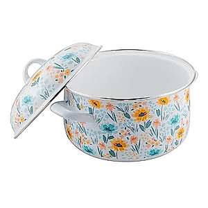 McSunley 6 Quart Porcelain Enamel Dutch Oven, Floral