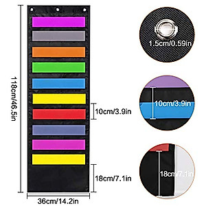 ABC life 20 Pockets Premium Hanging File Folders Organizer/Wall Mount Storage Charts with 6 Over Door/Wall Hangers, Office Paper Filing for Magazine, School/Home/Classroom Organization(2 Pack)