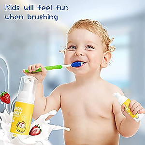 Lanbeibei Kids Foam Toothpaste, Fluoride Free Natural Formula Strawberry Flavor 60ml 1Pack