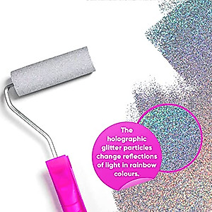 Glitter for Paint [5.3oz] – Holographic Silver with 2 x Buffing Pads – Glitter for Painting Walls for Luminous Paint Finish on Interior or Exterior Walls, Ceilings, and Wood - Glitter Paint Additive
