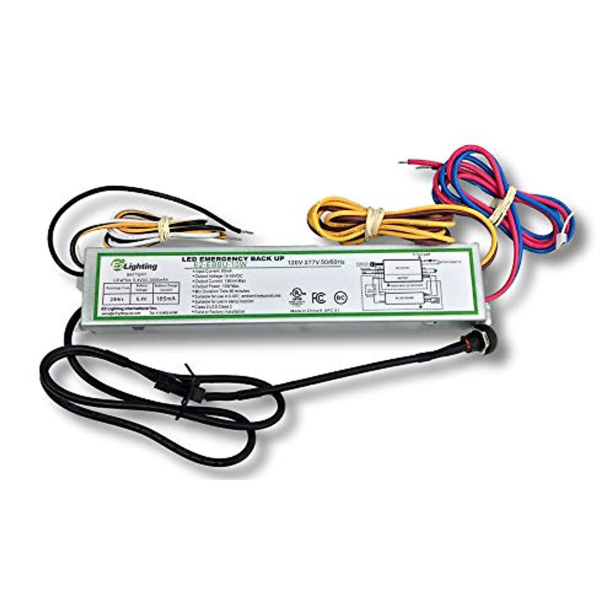 E2Lighting LED Emergency Driver E2-EBBU-10W, Emergency Battery Backup for LED fixtures with External Drivers, Supports 120V-277V, UL-Listed with 5-Year Warranty, Battery Backup LED Driver