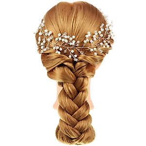 WILLBOND Flower Girl Headpiece - Princess Headband with Pearls for Wedding, First Communion, Hair Accessory