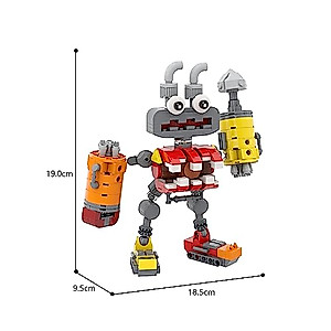 Red Monsters Robot Singing Action Figure Building Block Kit, Wubbox Sing Monsters Horror Game Build-and-Display Model Toys,Collectible Building Bricks Gift for Kids Boys Girls and Fans(303 Piece)
