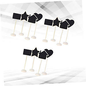 NUOBESTY 15pcs Mini Message Board Signs Mini Chalkboards Support Hanging Chalkboard Labels Wedding Sign Chalkboard Hanging Tag Mini Blackboard Easel Woodsy Decor with Base Bamboo Mini Table