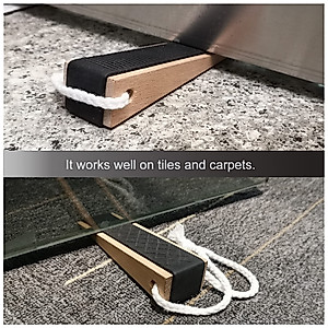 Extra Large Wooden Door Stopper Wedge for Bottom of Door, Fitting for Door Gap Under 2 inches, 2 Pack Black.