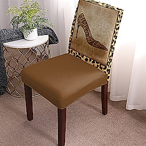Dining Room Chair Covers Set of 4,Leopard High Heels Animal Skin Print,Removable Stretch Slipcover Protector Vintage Flower Leaves,Washable Seat Cover for Kitchen Hotel Party Banquet Decor