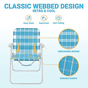 #WEJOY Folding Webbed Lawn Beach Chair,Lightweight Portable Chairs for Outside with Hard Arm