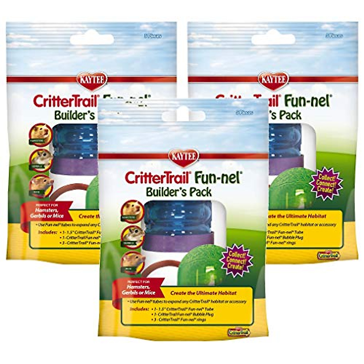 Kaytee 3 Pack of CritterTrail Fun-nel Builders Packs for Hamsters, Gerbils, or Mice
