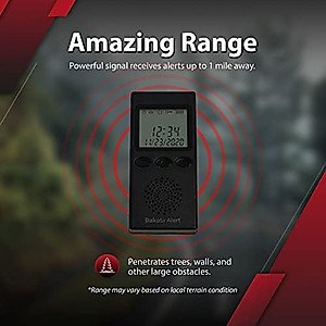 Wireless Driveway Alarm Portable Receiver PR-4000 - Compatible with Dakota Alert 4000 Transmitters | Battery-Powered Monitor Comes with USB Charger & Belt Clip, Driveway Alarms Wireless