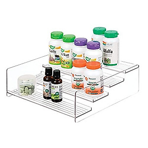 InterDesign Linus Cabinet Organizer Rack – 4-Tiered Storage for Kitchen, Pantry or Bathroom Countertops, Clear