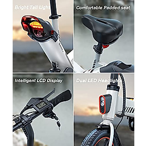 Sailnovo Electric Bike, Electric Bicycle with 18.5mph Electric Bikes for Adults Teens E Bike with Pedals, 14" Waterproof Folding Mini Bikes with Dual Disc Brakes