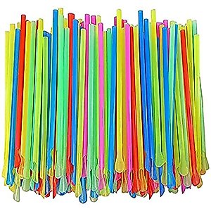 Concession Essentials 8'' Unwrapped Snow Cone Spoon Straw Assorted Bright Colors. Pack of 800ct.