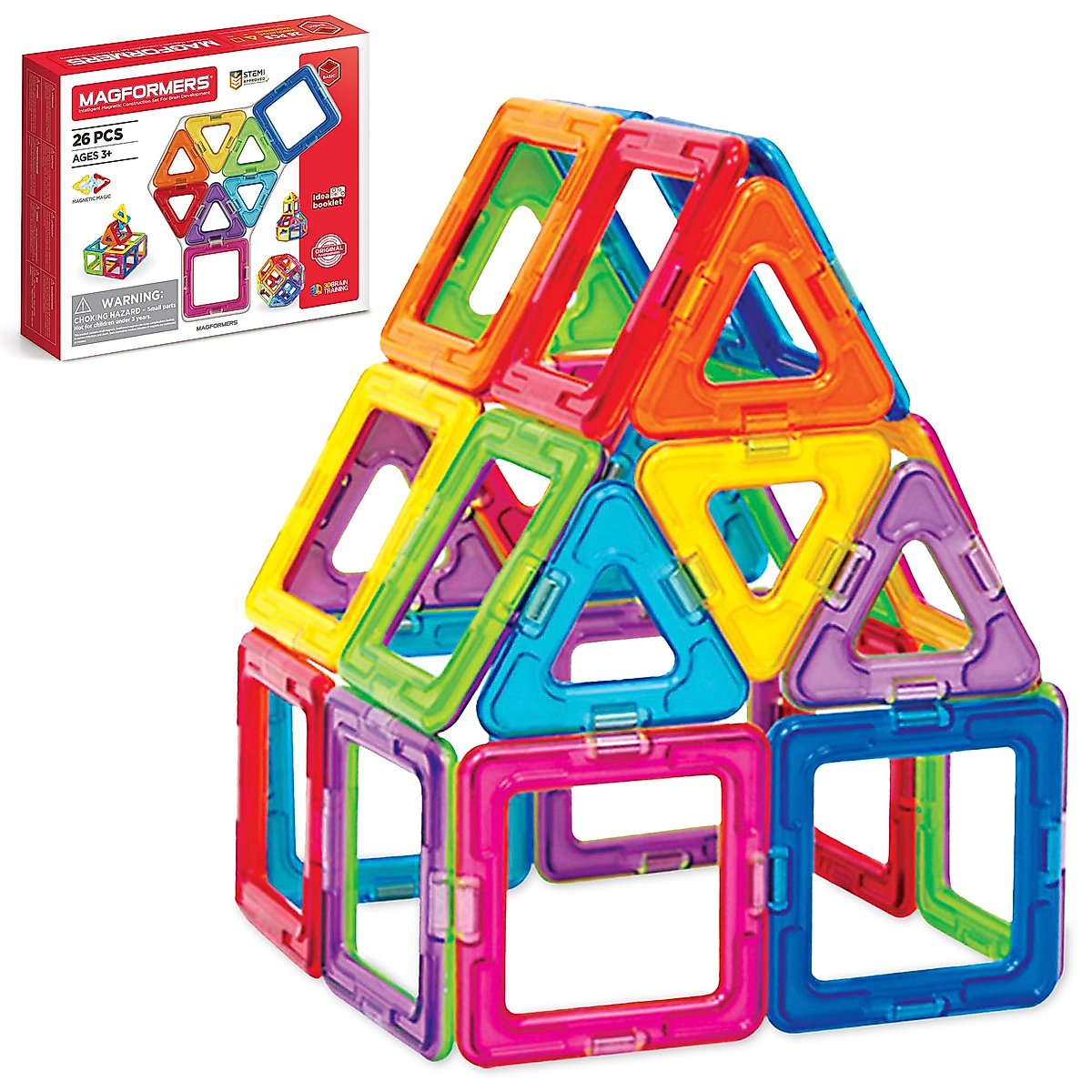 Magformers Rainbow 26PC Set | Magnetic Tiles Building Blocks, Educational STEM Toy Set | Magnetic Building Tiles for Kids to Develop Problem-Solving Abilities and Shape Recognition