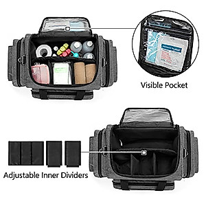 Damero Professional Medical Bag Empty, First Responder Trauma Bag with Detachable Dividers for Home Health Care, EMT, EMS, Gray(BAG ONLY)