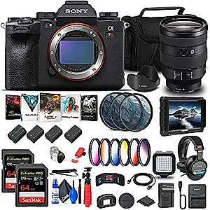 Sony Alpha a7R IIIA Mirrorless Digital Camera (Body Only) (ILCE7RM3A/B) + Sony FE 24-105mm f/4 Lens + 4K Monitor + Pro Headphones + Pro Mic + 2 x 64GB Memory Card + Photo Software + More (Renewed)