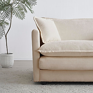 JURMALYN Single Sofa Modular Couch Free Combination Sectional Sofa Couch, Chenille Fabric Upholstered Sofa Comfy Reading Lounge Armchair for Small Spaces, Apartment, Bedroom, Office, Beige