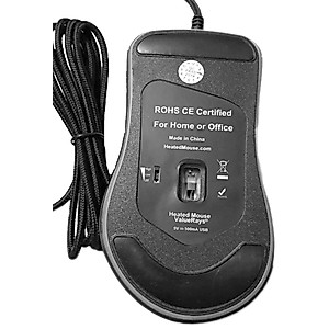 ValueRays Heated Mouse Quiet Click Heated Buttons Universal Size (Solid Black)