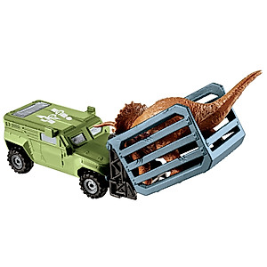 MATCHBOX JURASSIC WORLD DINO TRANSPORTERS TRICERA-TRACKER Vehicle and figure