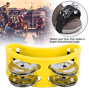 Foot Tambourine with Double Row for Cajon Box Drum Companion Accessory(Yellow)