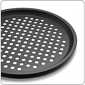 Bamboo's Grocery LoKii Round Pizza Pans Set, Baking Steel Pizza Pan for Oven, Nonstick Pizza Oven Tray, Grill Pizza Plates, 12.6 Inches, 2 Pack