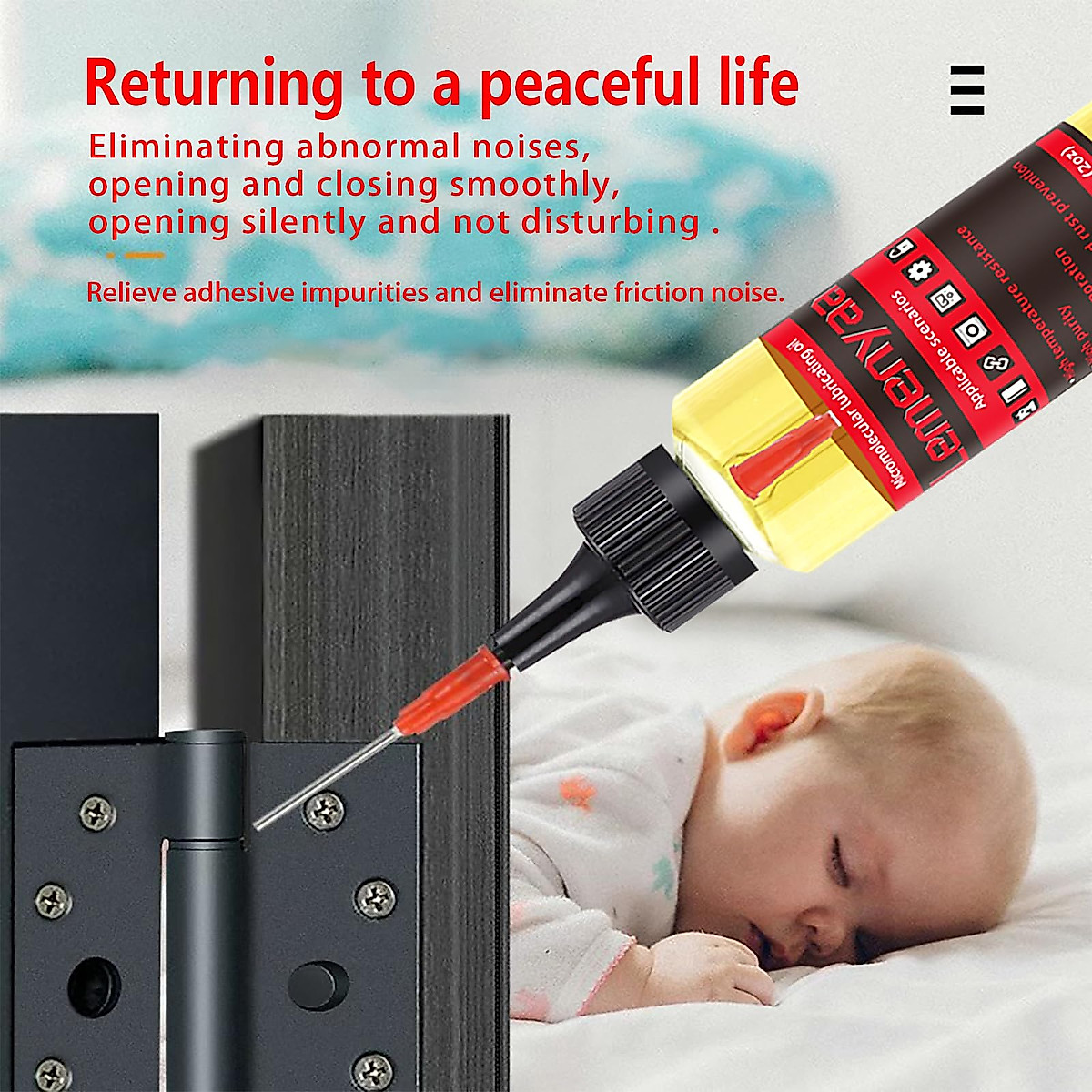 Lemenyaa Door Hinge Lubricant, 2 oz, Silicone Penetrating Oil, Squeak Fix Now-Now, Strong Lube&Rust Inhibitor for Garage Door, Hinge, Lock, Chain, Drawer Slide, Sliding Door(32#)-by Lemenyaa