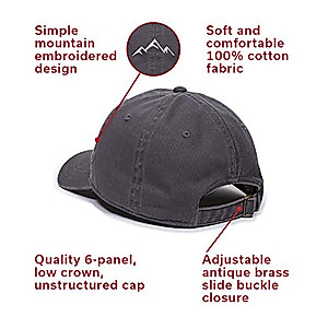 Outdoor Cap Mountain Embroidered Dad Hat â€“ Adjustable Soft Cotton Polo Style Unstructured Baseball Cap for Men & Women, Charcoal