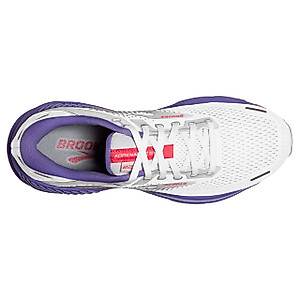 Brooks Women's Adrenaline GTS 22 Supportive Running Shoe - White/Coral/Purple - 8.5 Medium