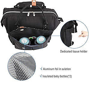 Lekebaby Diaper Bag Backpack, Large Capacity Diaper Backpack with Changing Pad for Mom and Baby, Arrow Print, Black