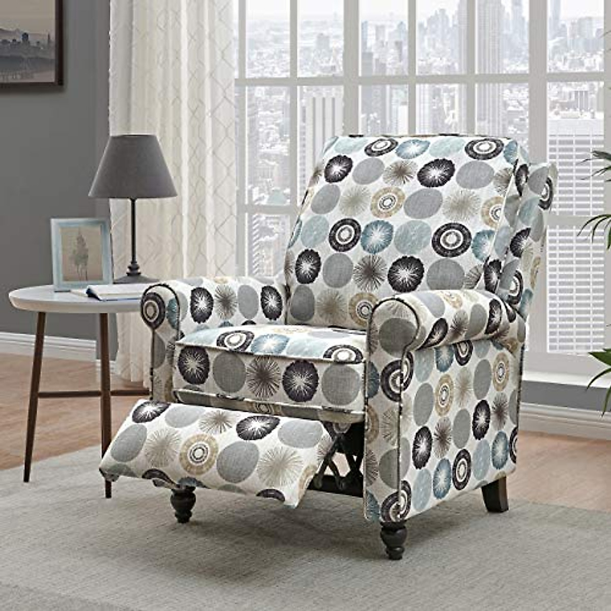 Domesis Chester - Fabric Hill -ush Back Recliner Chair, Taupe Multi-Starburst