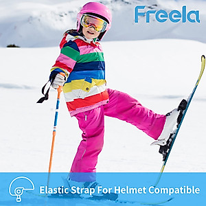 Freela Ski Goggles Snowboard Snow Skiing Snowboarding Equipment Winter Snow Sport Glasses Goggles Anti-fog UV Protection Mirror Clear Goggles for Toddler Kids Girl Boy Youth Snowmobile Snowboard Gear