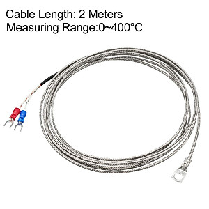 uxcell K Type Thermocouple Temperature Sensor Probe with 2M Cable 6mm Hole 32-752F/0-400C