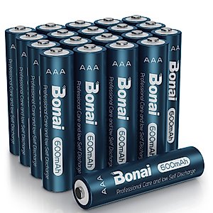 BONAI Solar AAA Rechargeable Batteries 1.2V 600mAh_20 Packs_ Triple AAA NiMH Battery Solar Batteries for Solar Garden Lights for Solar Lights, Garden Lights, Solar Lamp Anti-Leak (AAA 20 Pack)…