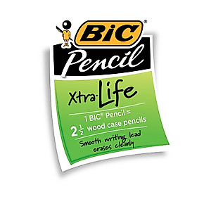 BIC Xtra-Life Mechanical Pencil, Clear Barrel, Medium Point (0.7mm), 12-Count , Black