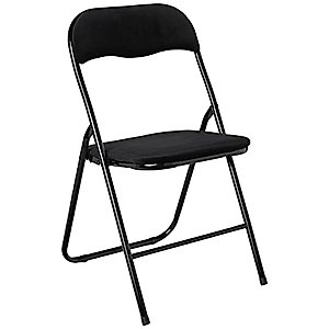Urban Shop Velvet Folding Chair, Black