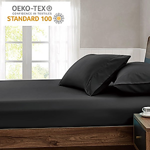 FreshCulture Full Fitted Sheet Only 2 Pack - Hotel Quality Fitted Sheet Full Size - Ultra Soft & Breathable - Brushed Microfiber - Deep Pocket - Cooling Fitted Sheets for Full Size Bed (Black)