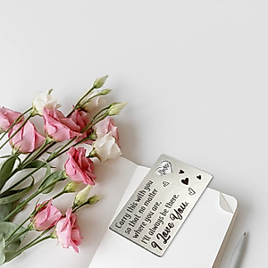 YODOCAMP Engraved Wallet Inserts Card Anniversary Card Gifts for Men, I love you Card，Metal Wallet Card Love Note, Couple Gifts for Men, Boyfriend, Husband Gifts from Wife