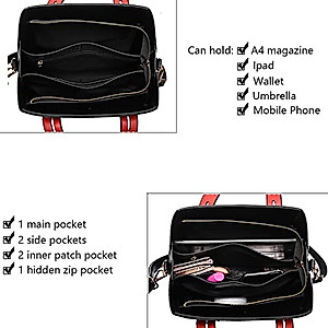 JESSWOKO Womens Black Snakeskin Texture Totes Handbag Purse Fashion Business Top Handle Bag Crossbody Shoulder Bags for Women JT031