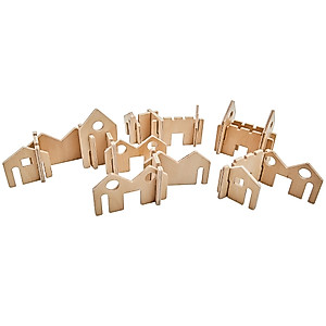 THE FRECKLED FROG Little Happy Architect - Set of 22 - Ages 18m+ - Wooden Blocks for Toddlers - Create Endless Village Layouts - Lightweight