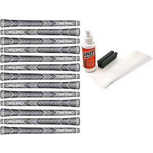 Golf Pride New Decade MCC Plus4 Grip Kit with Tape, Solvent and Vise Clamp (13-Piece), Standard, Gray