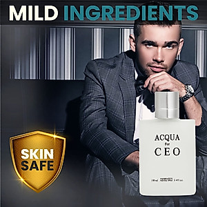 NovoGlow AQUA FOR CEO, Eau de Toilette Spray Perfume, Fragrance For Men- Daywear, Casual Daily Cologne Set with Deluxe Suede Pouch- 3.4 Oz Bottle- Ideal EDT Beauty Gift for Birthday, Anniversary