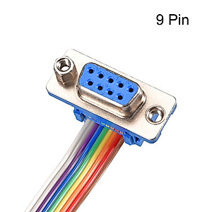 uxcell IDC Rainbow Wire Flat Ribbon Cable DB9 Male to DB9 Female Connector 2.54mm Pitch 11.8inch Length