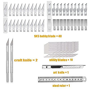Precision Carving Craft Hobby Knife Kit Exacto Knife 40 Spare Knife Blades with 10 PCS Art Blades, for DIY Art Work Cutting, Scrapbooking, Stencil