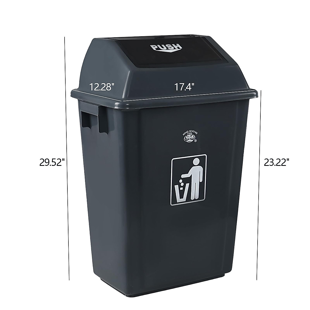Xowine 15 Gallon Kitchen Swing Top Garbage Can, 4-Pack Plastic Swing Top Lid Trash Can, Gray